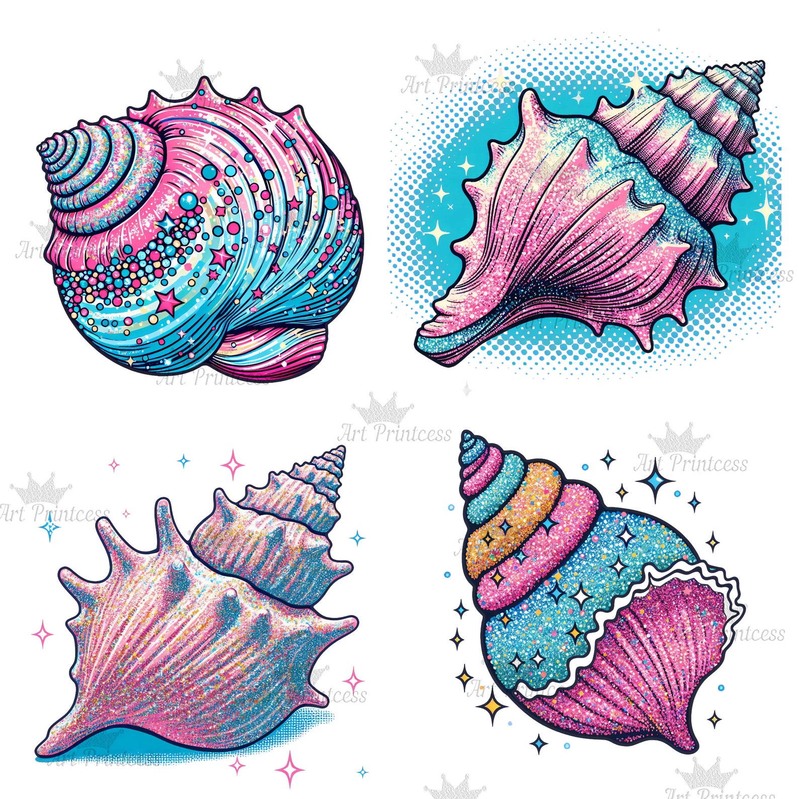 Preppy Tropical Seashell Clipart PNG Pastel Seashell Graphics ...