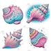 Preppy Tropical Seashell Clipart PNG Pastel Seashell Graphics ...