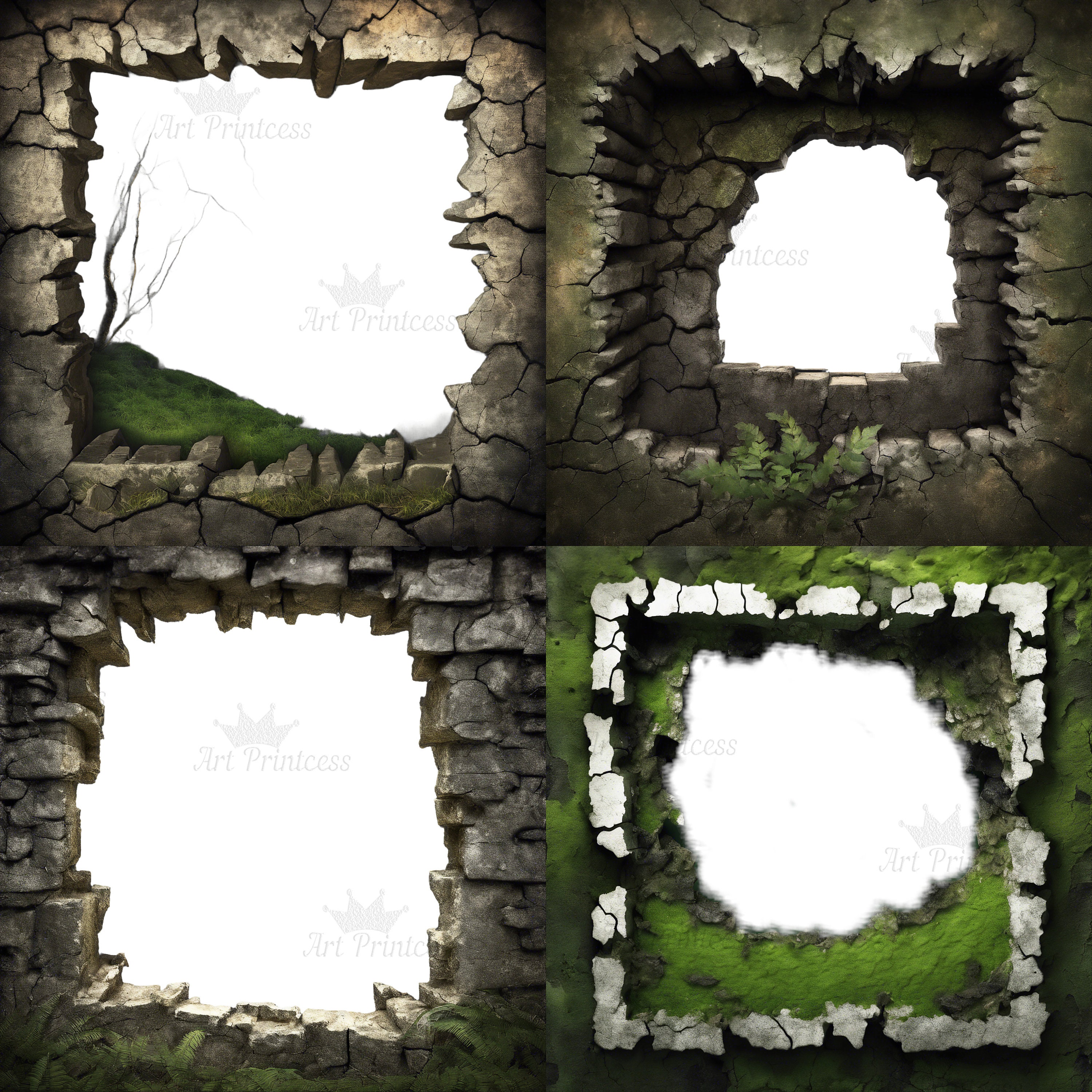 Breakthrough Wall Crack 3D Effect Border Frame Rock Cave Entrance Hole ...