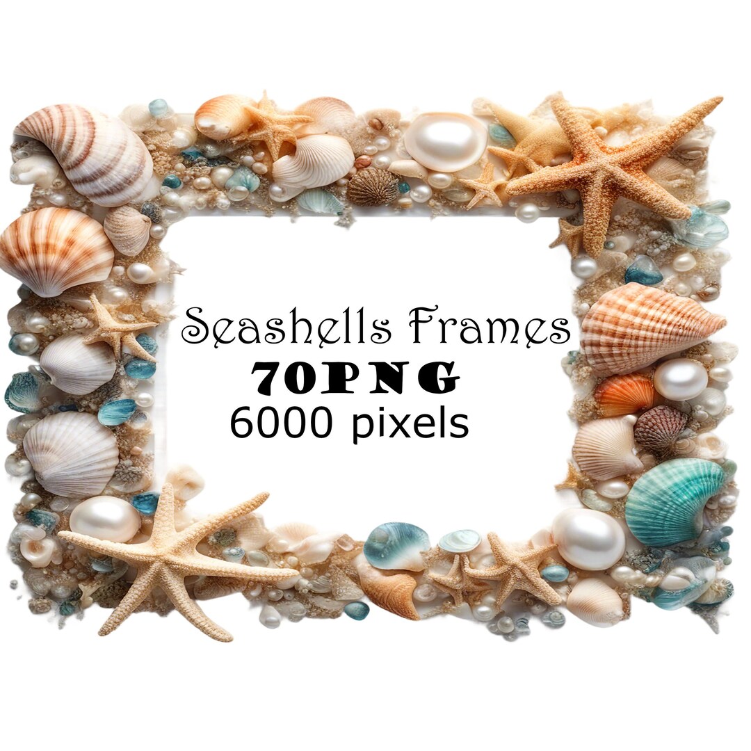 Coastal Tropical Photo Frames Clipart PNG Digital Download Bundle Beach ...