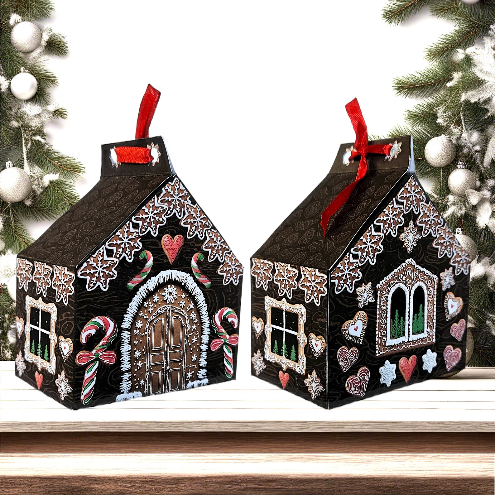 Printable Gingerbread House Paper Candy Box Template Christmas House ...