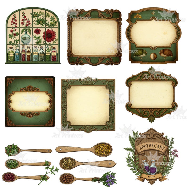 Vintage Apothecary Clipart Bundle: 150+ Herbalist Illustrations ...
