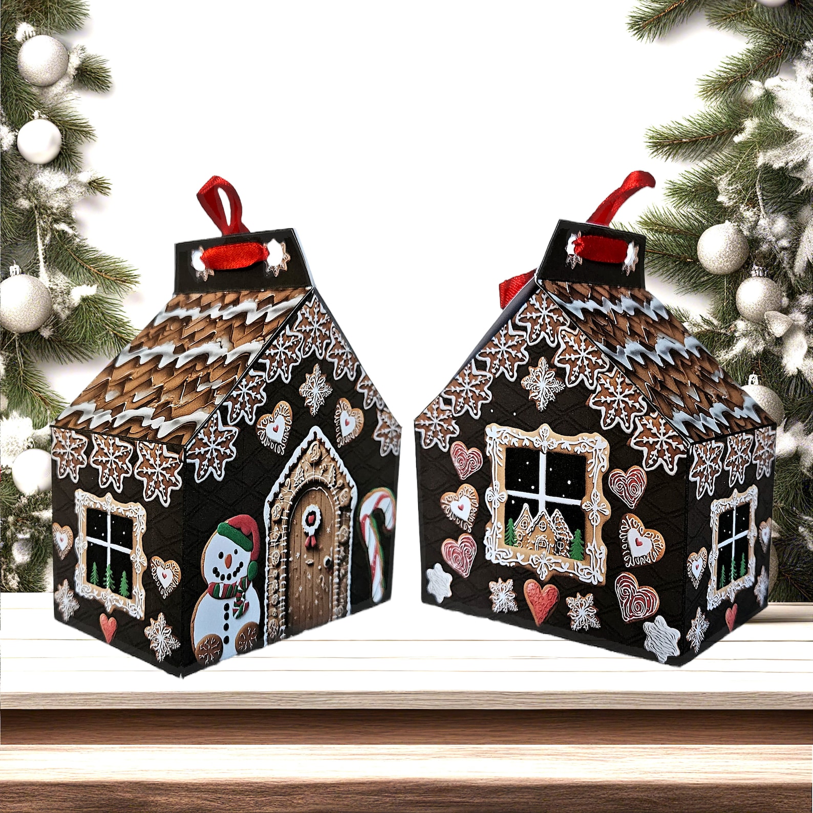 Printable Gingerbread House Paper Candy Box Template Christmas House ...
