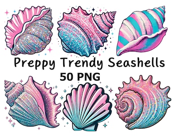 Preppy Tropical Seashell Clipart PNG Pastel Seashell Graphics ...