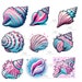 Preppy Seashell Watercolor Clipart PNG Pastel Tropical Glitter Seashell ...