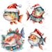 Christmas Fish Clipart PNG Fish in Christmas Hat Clipart Nautical ...