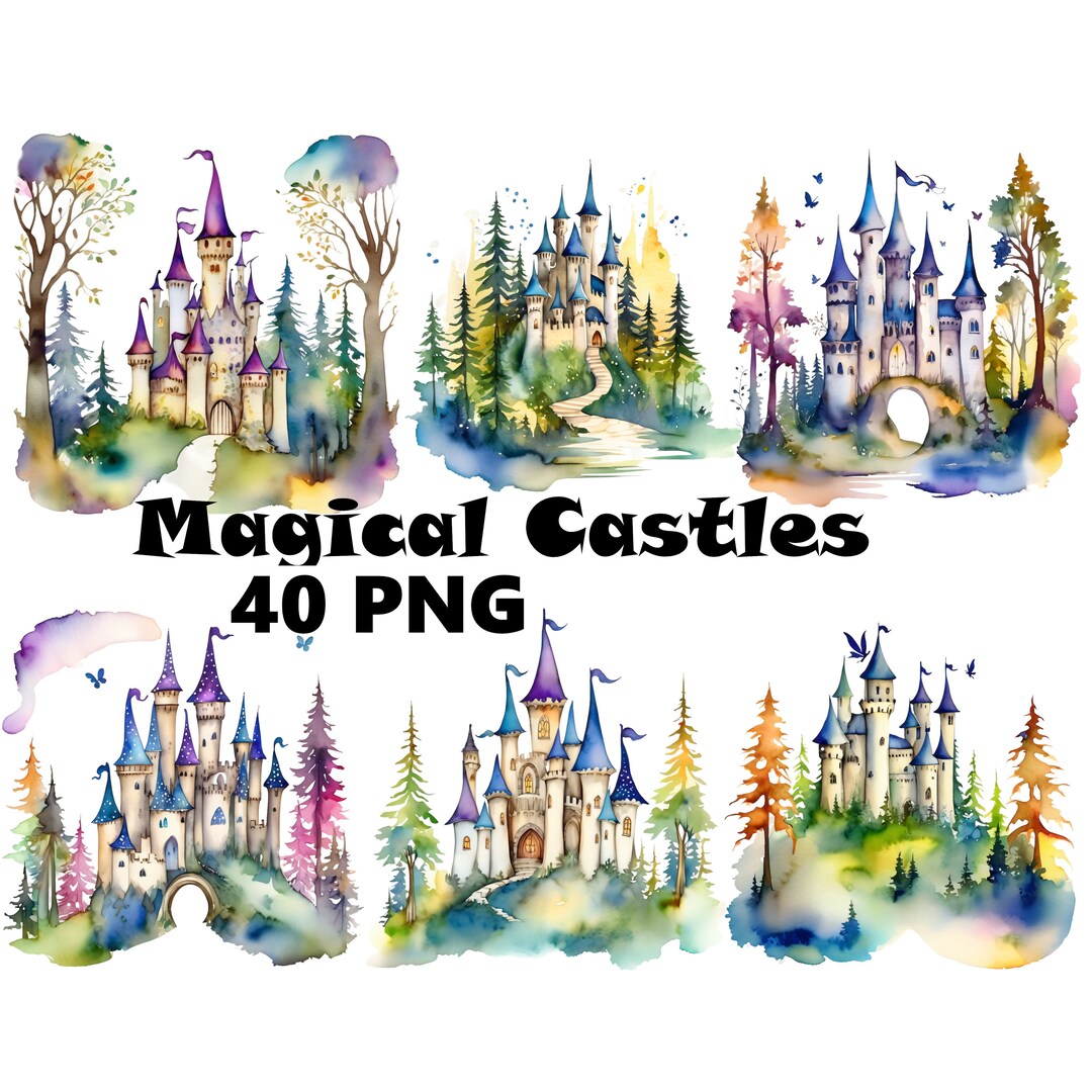 Castle Tower Clipart Watercolor Cute Castle Clipart Transparent ...
