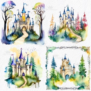 Castle Tower Clipart Watercolor Cute Castle Clipart Transparent ...