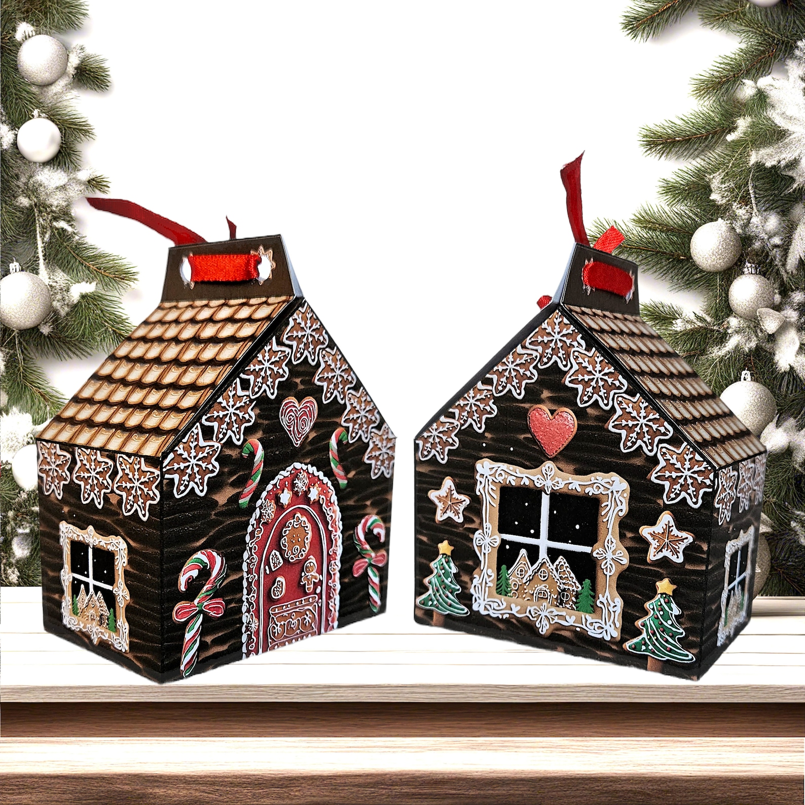 Printable Gingerbread House Paper Candy Box Template Christmas House ...