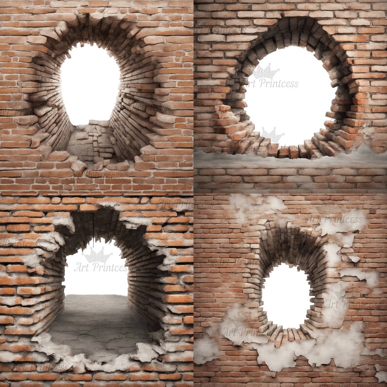 Cracked Brick Wall 3D Entrance Effect Border Frame PNG Clipart Old ...