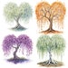 Weeping Willow Tree Heart Shaped Watercolor Clipart PNG Bundle Romantic ...