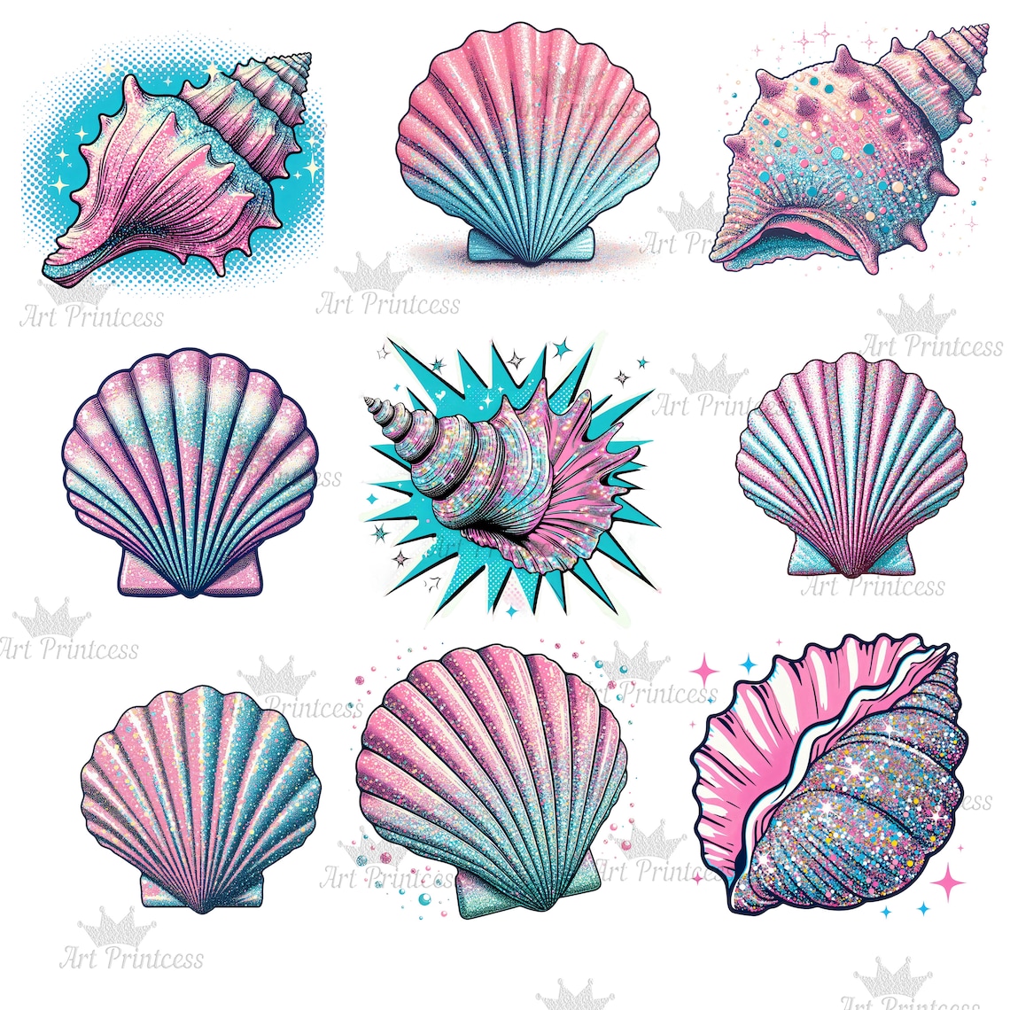 Preppy Tropical Seashell Clipart PNG Pastel Seashell Graphics ...