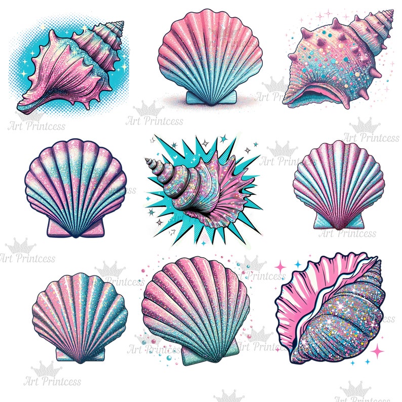 Preppy Tropical Seashell Clipart PNG Pastel Seashell Graphics ...