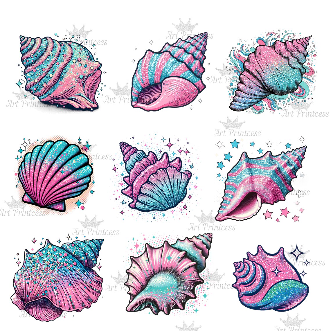 Preppy Tropical Seashell Clipart PNG Pastel Seashell Graphics ...