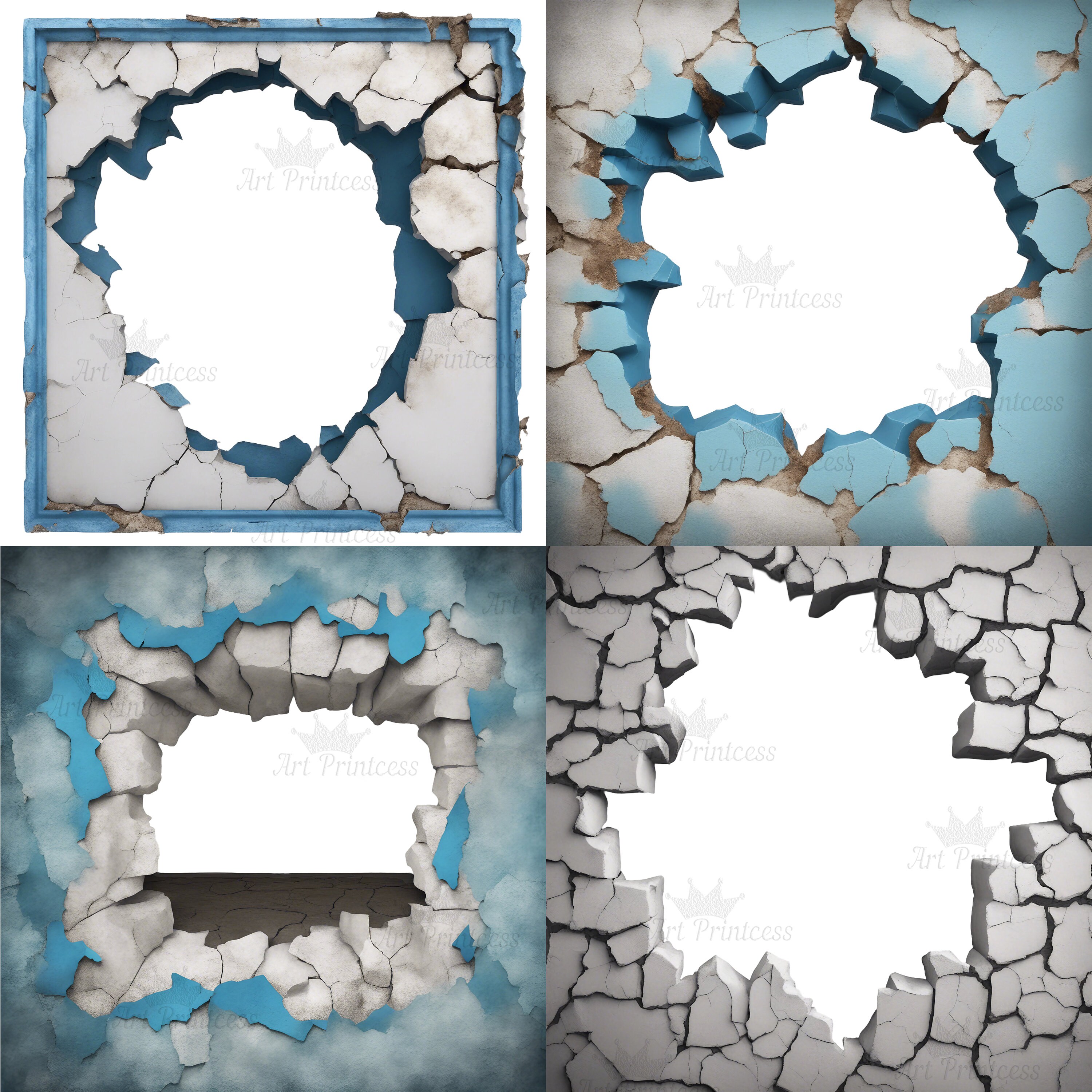 Grunge Wall Crack Hole 3d Effect Border Frame PNG Cracked Breakthrough ...