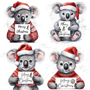 Christmas Koala Watercolor Clipart PNG Festive Koala Bear Graphics ...
