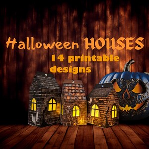 Printable Light up Halloween Lantern House DIY Hanging Decor Spooky ...