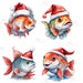 Christmas Fish Clipart PNG Fish in Christmas Hat Clipart Nautical ...