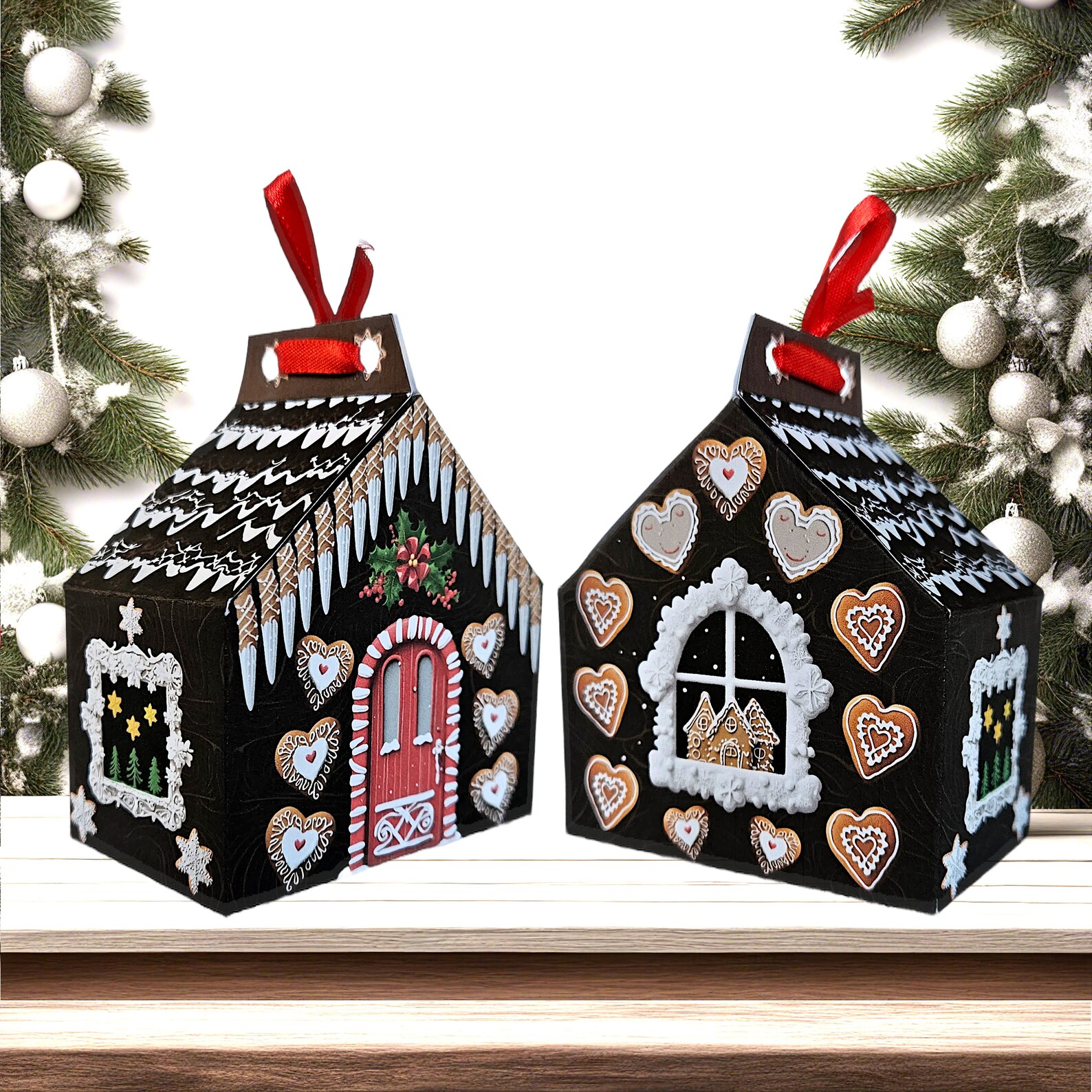 Printable Gingerbread House Paper Candy Box Template Christmas House ...