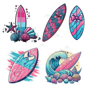 Preppy Summer Surfboards Graphics Transparent Background Clipart Preppy ...