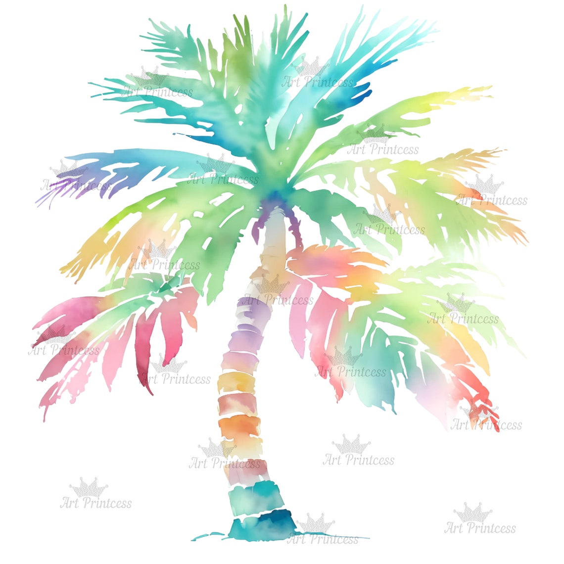 Preppy Palm Tree Watercolor Clipart PNG Pastel Tropical Palm Tree ...