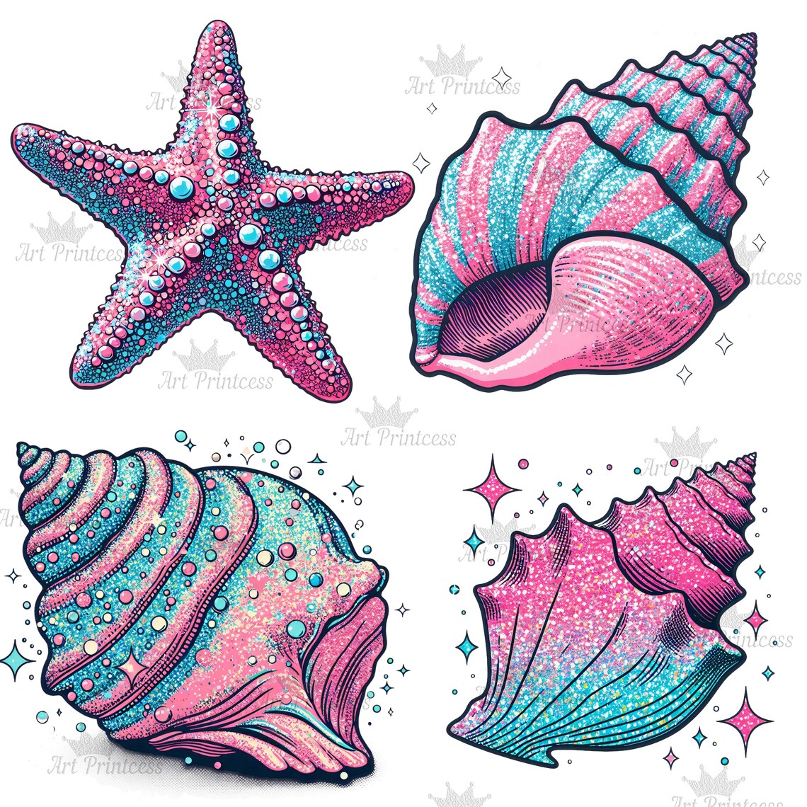 Preppy Tropical Seashell Clipart PNG Pastel Seashell Graphics ...