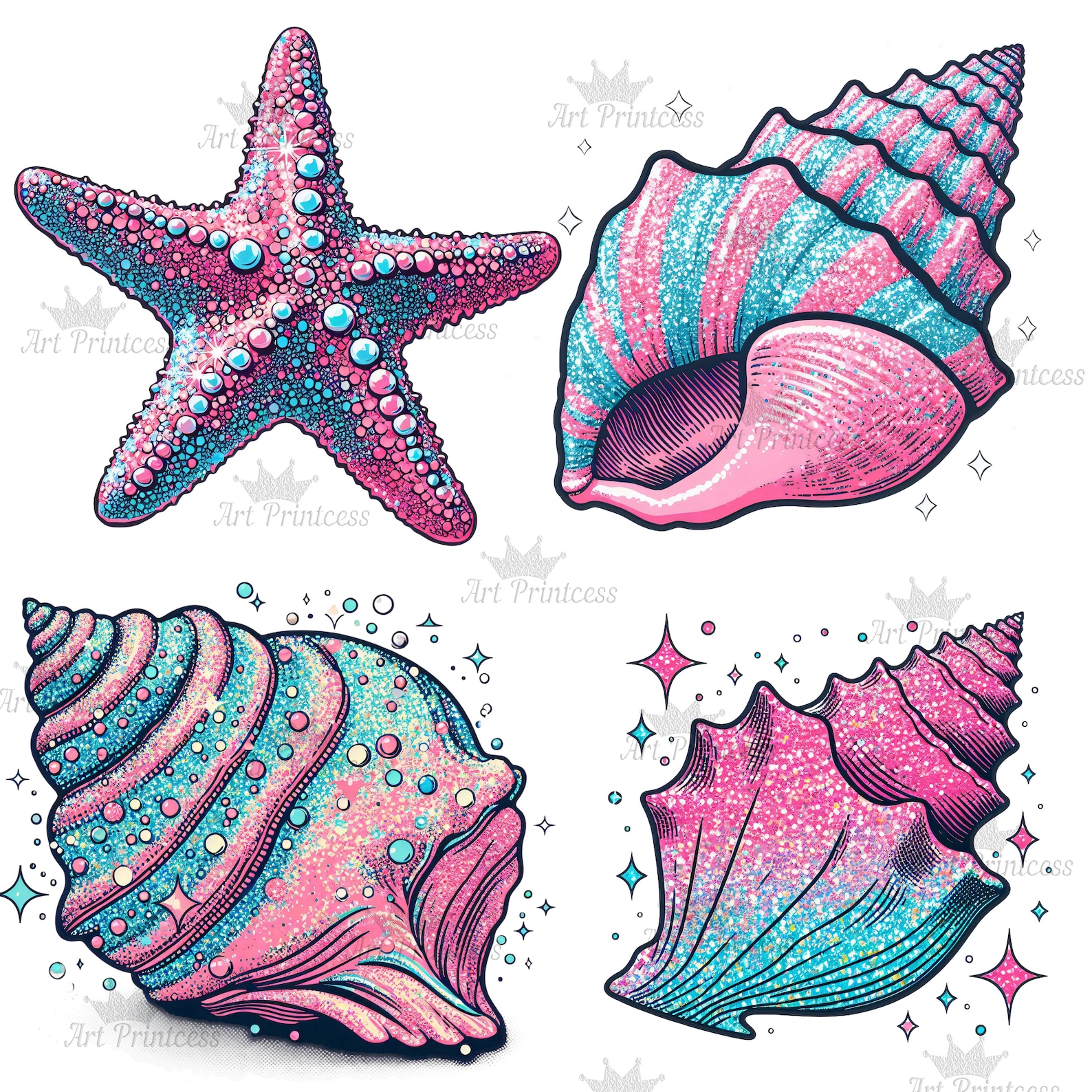 Preppy Tropical Seashell Clipart PNG Pastel Seashell Graphics ...