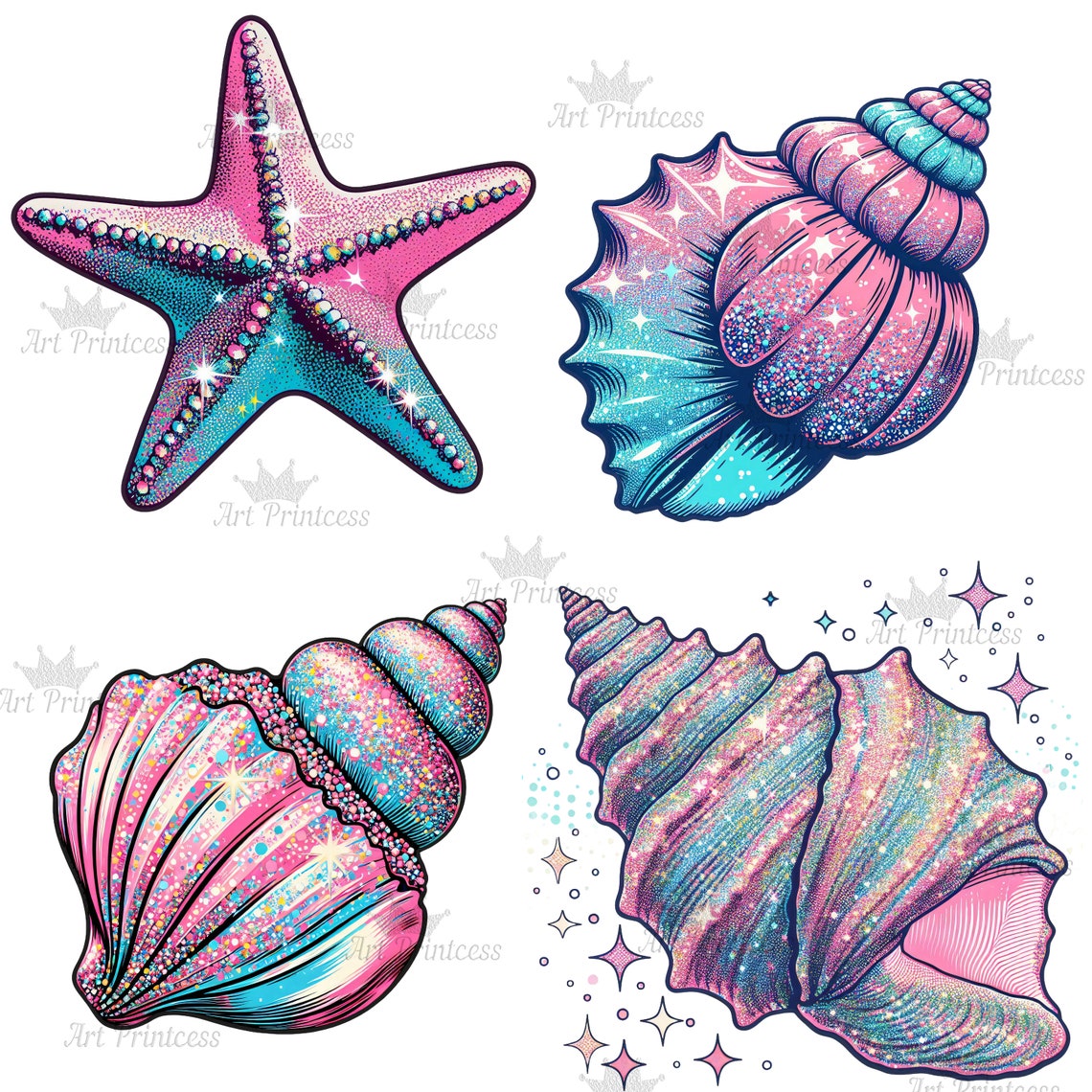 Preppy Tropical Seashell Clipart PNG Pastel Seashell Graphics ...