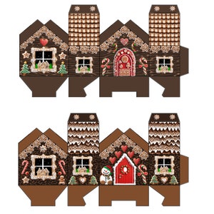 Printable Gingerbread House Paper Candy Box Template Christmas House ...