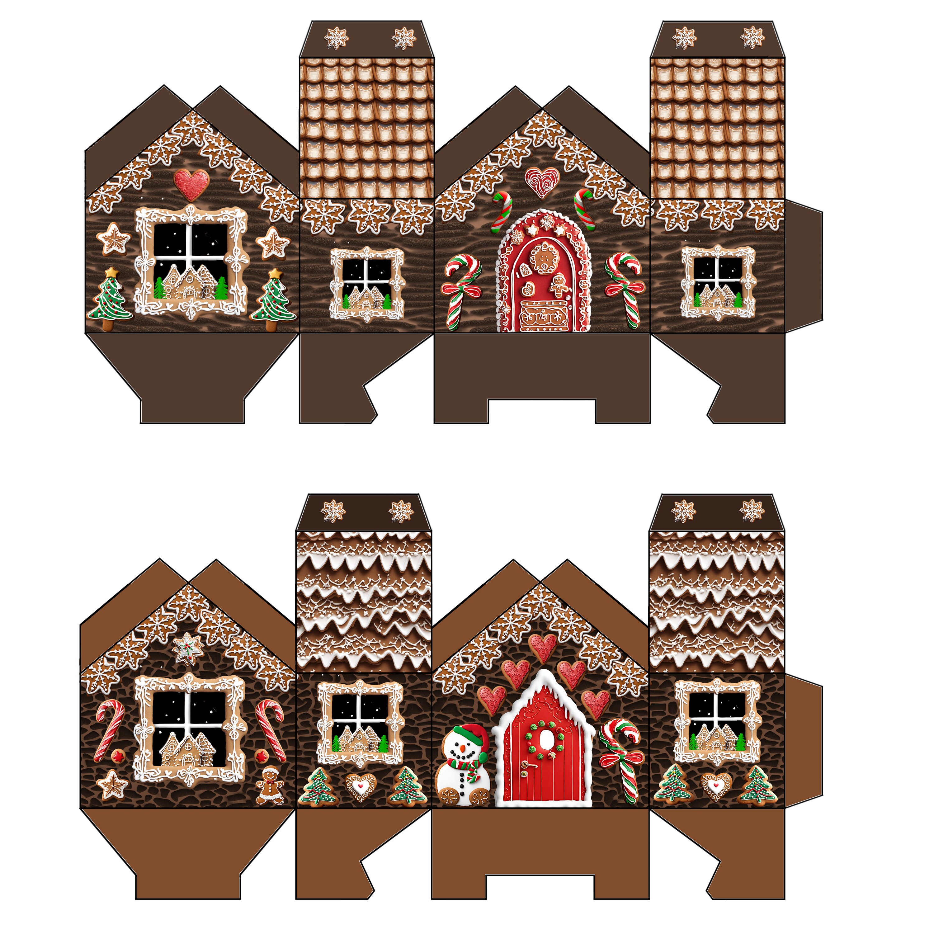 Printable Gingerbread House Paper Candy Box Template Christmas - Etsy
