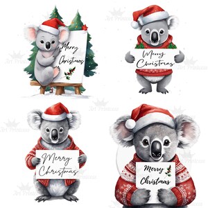 Christmas Koala Watercolor Clipart PNG Festive Koala Bear Graphics ...