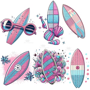 Preppy Summer Surfboards Graphics Transparent Background Clipart Preppy ...