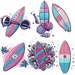 Preppy Summer Surfboards Graphics Transparent Background Clipart Preppy ...