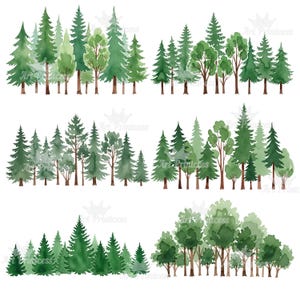 Watercolor Forest & Moon Phases Clipart: Celestial Woodland PNG ...