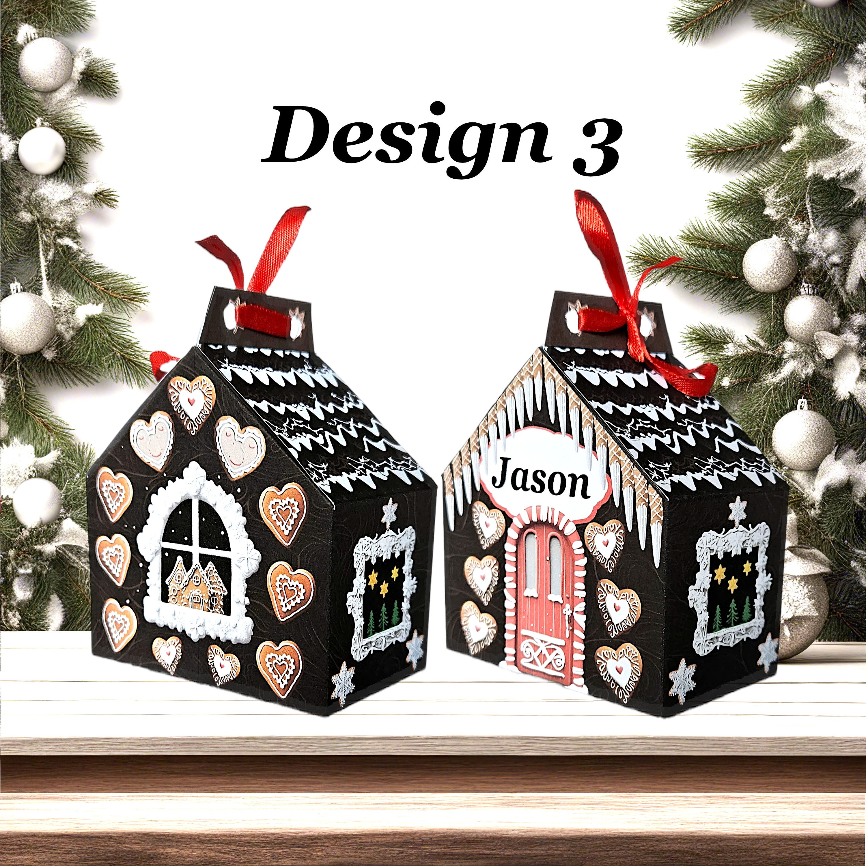 Custom Name Printable Gingerbread House Template Decor - Etsy