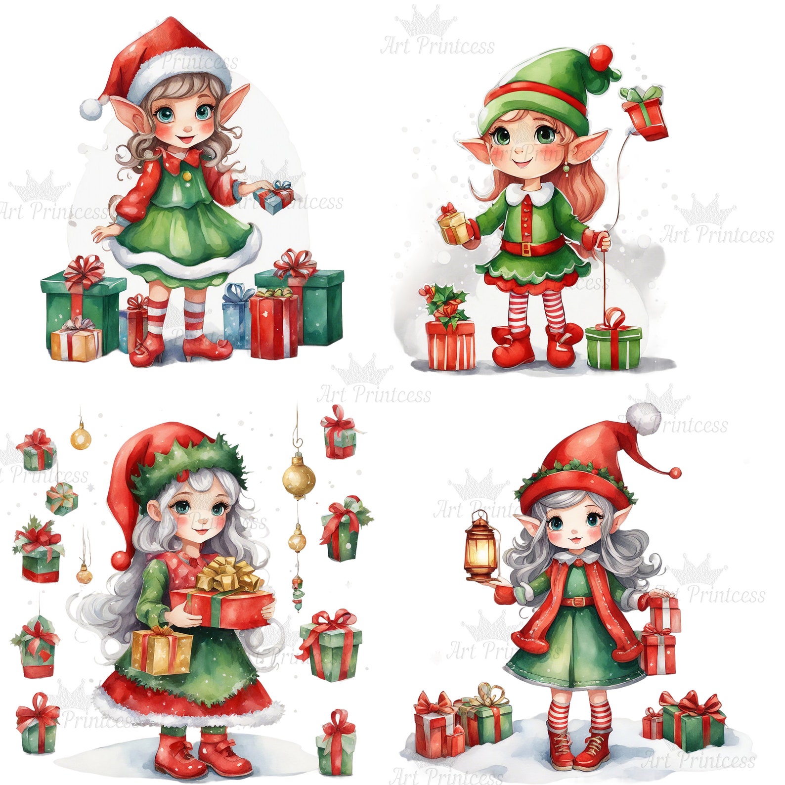 40 Christmas Elf Girls Clipart Bundle Christmas Elves PNG Cute ...