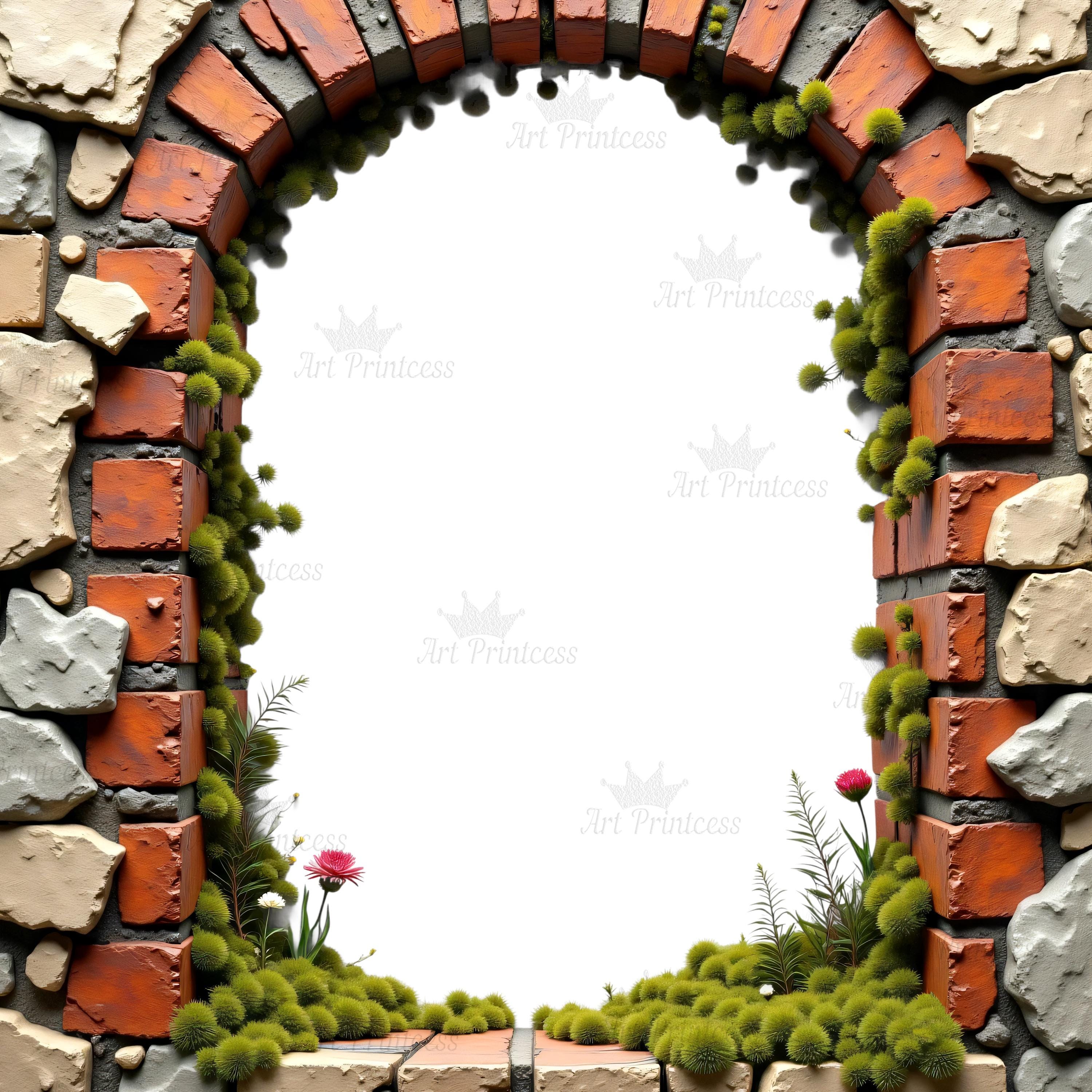 Brick Wall Border Frame Photo Image Clipart PNG Bundle Digital Download ...