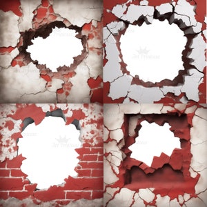 Grunge Wall Crack Hole 3d Effect Border Frame PNG Cracked Breakthrough ...