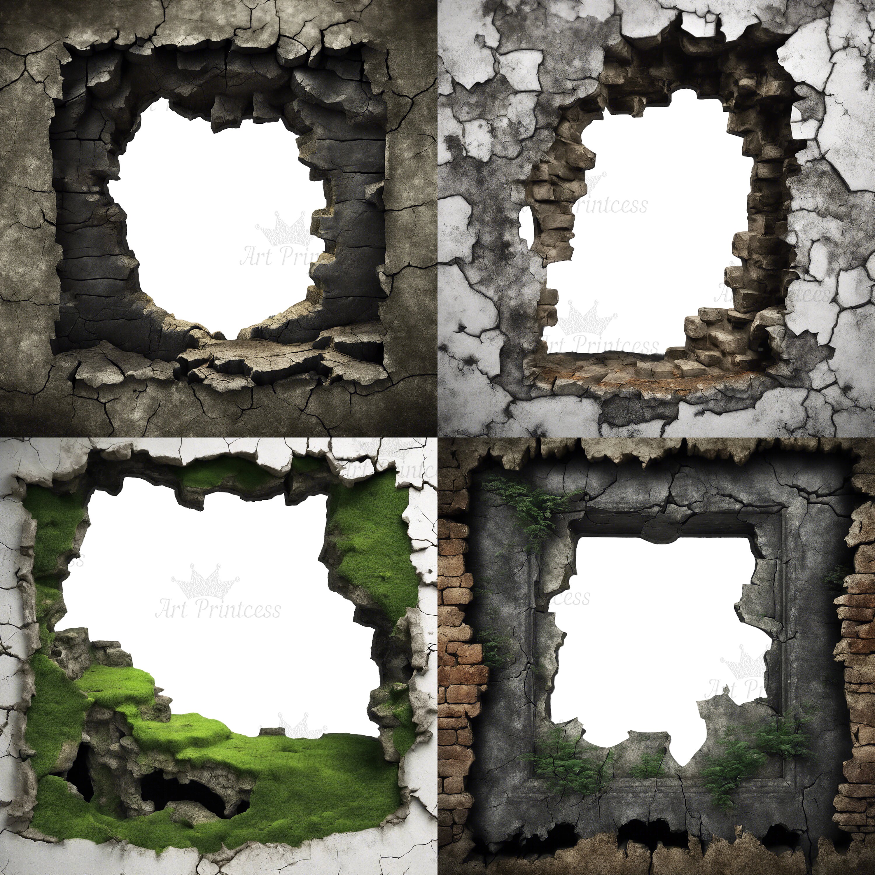 Breakthrough Wall Crack 3D Effect Border Frame Rock Cave Entrance Hole ...
