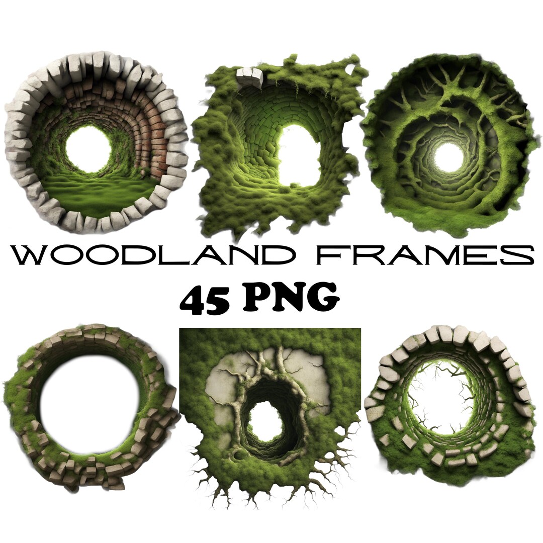 Woodland Border Frames Photo Images PNG Green Forest Overlays for ...