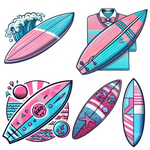 Preppy Summer Surfboards Graphics Transparent Background Clipart Preppy ...