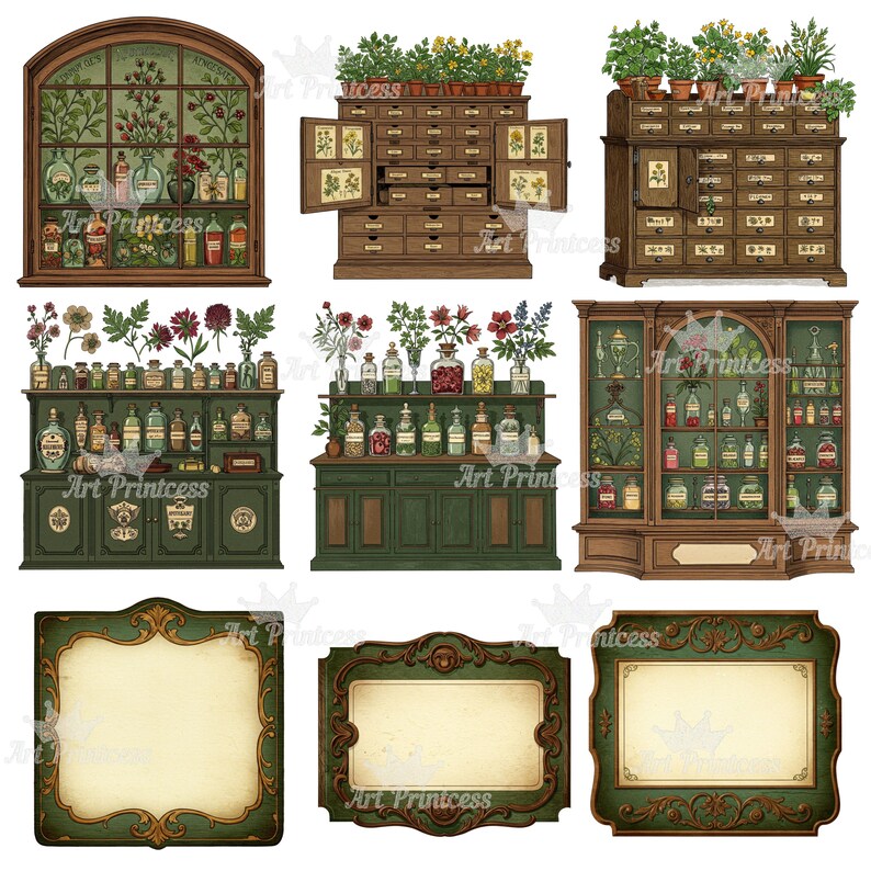 Vintage Apothecary Clipart Bundle: 150+ Herbalist Illustrations ...