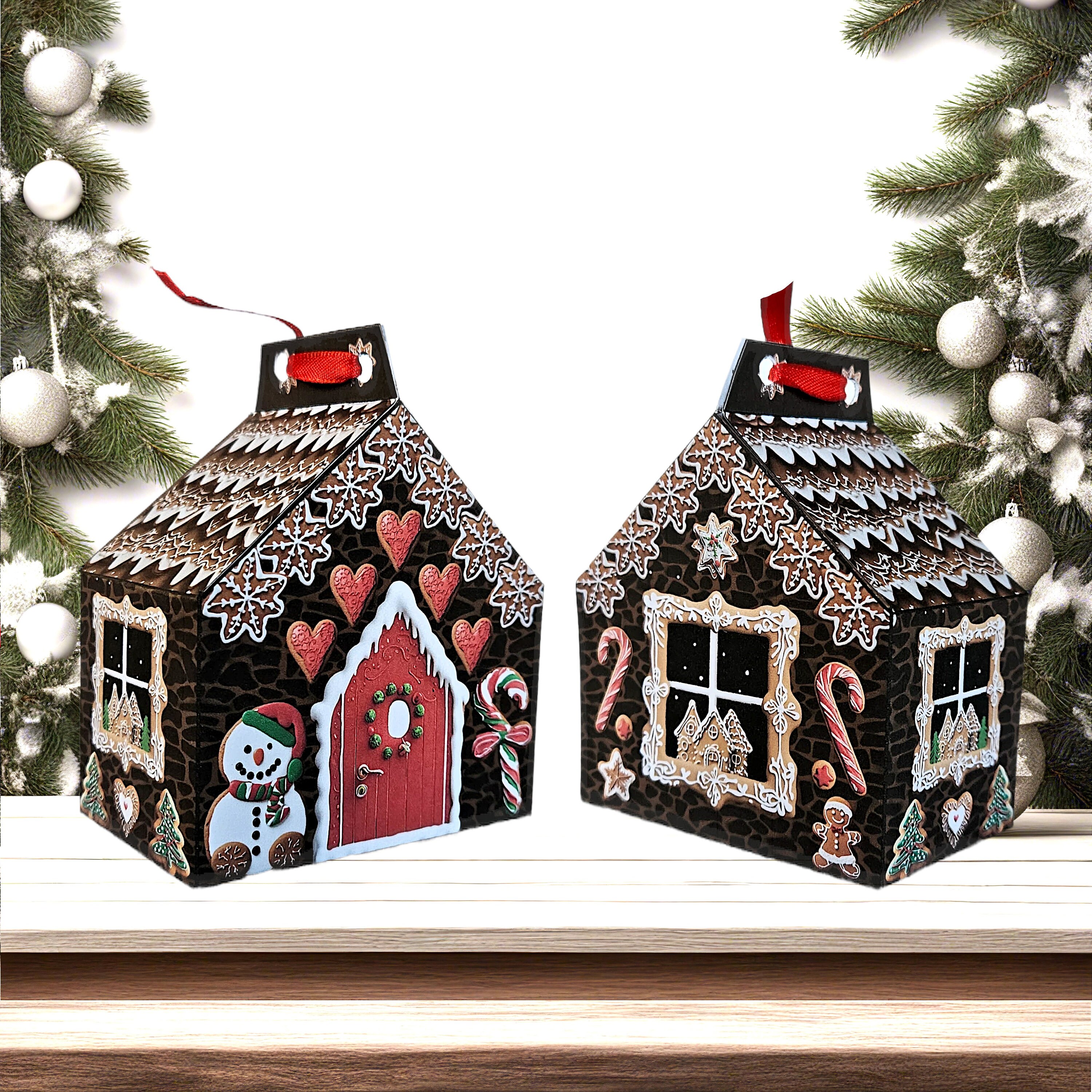 Printable Gingerbread House Paper Candy Box Template Christmas House ...