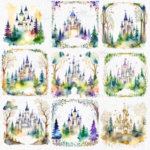 Castle Tower Clipart Watercolor Cute Castle Clipart Transparent ...