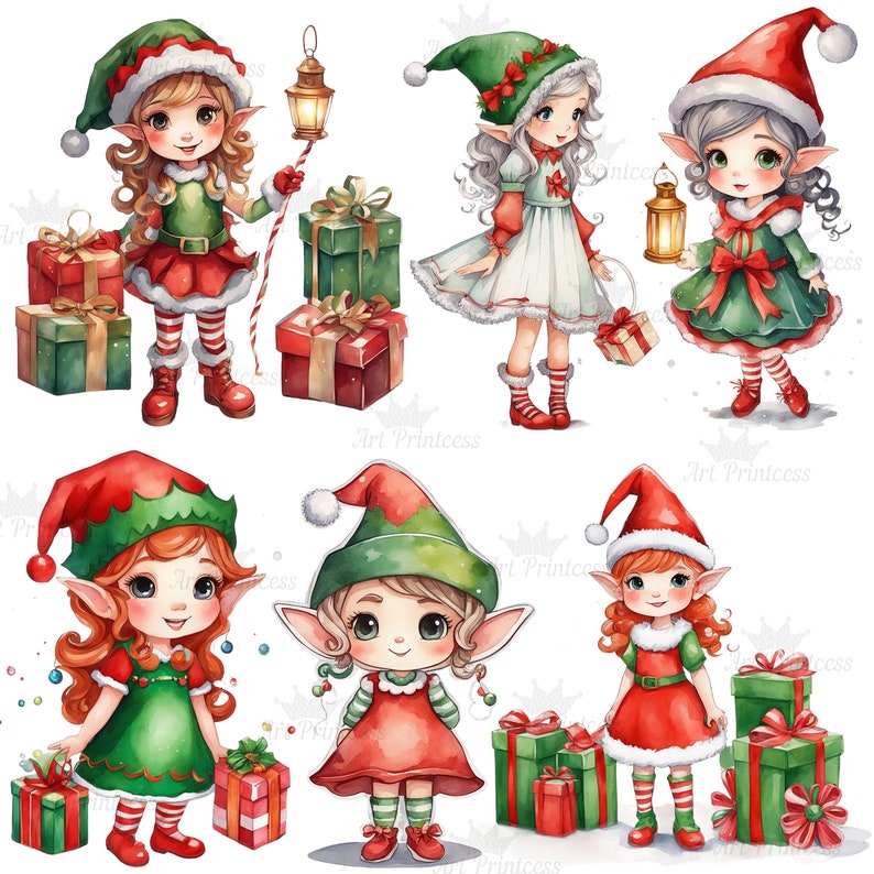 40 Christmas Elf Girls Clipart Bundle Christmas Elves PNG Cute - Etsy