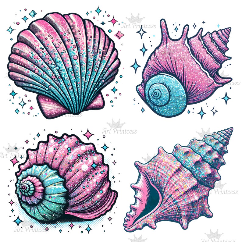 Preppy Tropical Seashell Clipart PNG Pastel Seashell Graphics ...