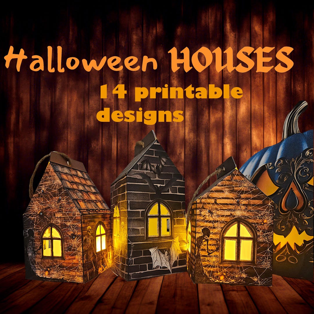 Printable Light up Halloween Lantern House DIY Hanging Decor Spooky ...