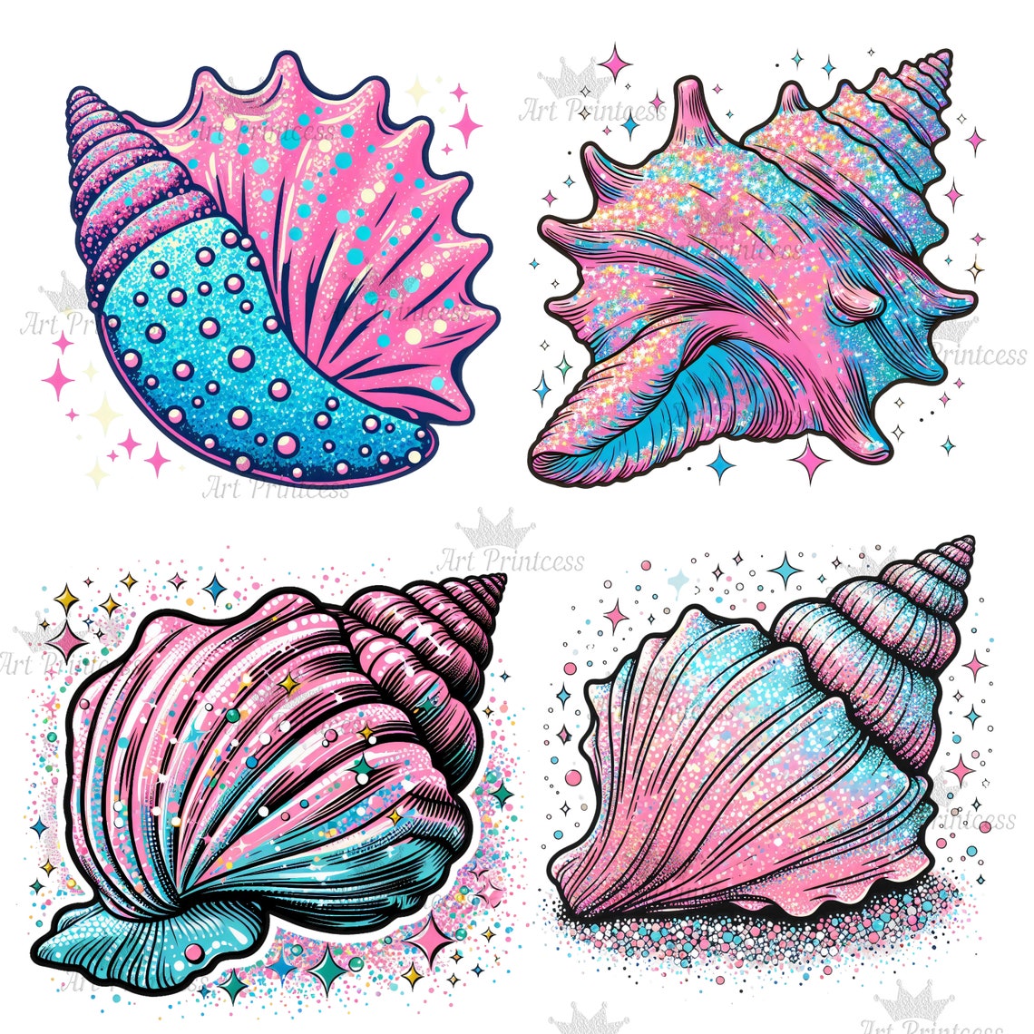 Preppy Tropical Seashell Clipart PNG Pastel Seashell Graphics ...