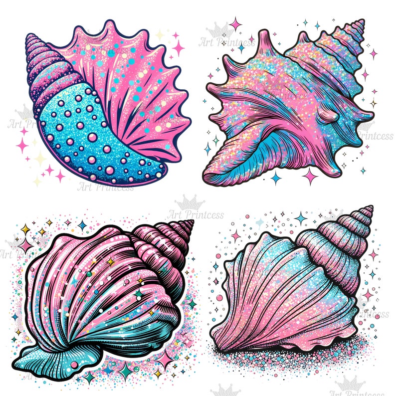 Preppy Tropical Seashell Clipart PNG Pastel Seashell Graphics ...