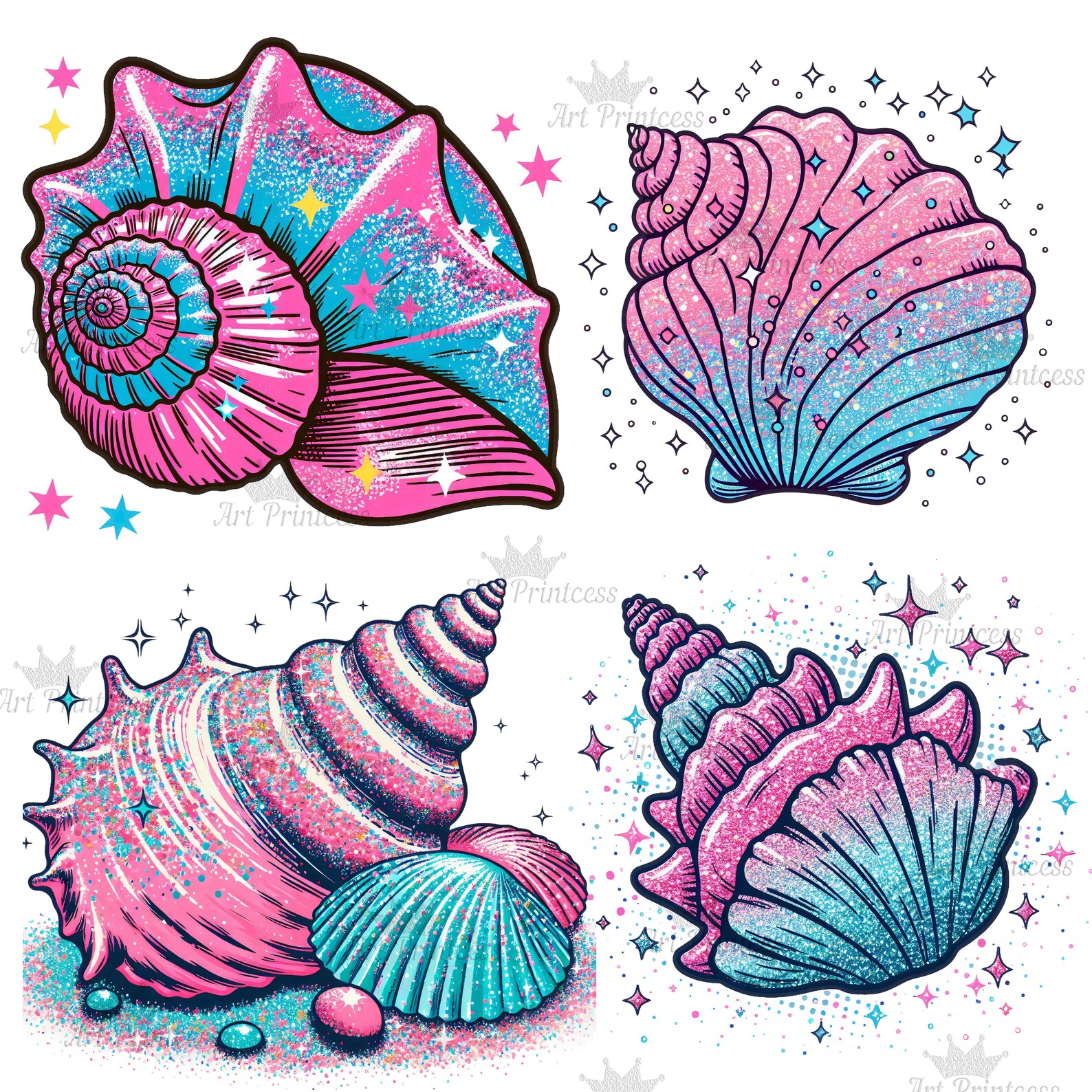 Preppy Tropical Seashell Clipart PNG Pastel Seashell Graphics ...